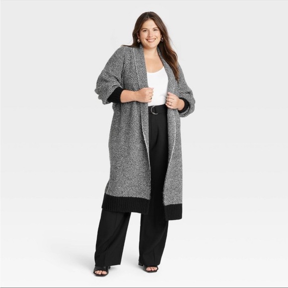 a new day | Sweaters | Nwt A New Day Coatigan Sweater Black Herringbone ...